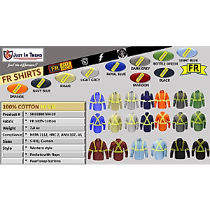 Just In Trend Flame Resistant High Visibility Hi Vis Shirt - 100% C - 7 oz (4X-Large, Khaki)