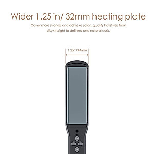 Professional Keratin Hair Straightener 1.25" Wide Flat Iron Hair Straightener Instant Heat Up Flat Iron 285℉-450℉, Dual Voltage, Auto Shut Off (Black)