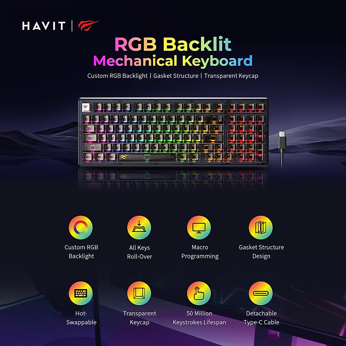 HAVIT KB875L RGB Backlit Mechanical Keyboard