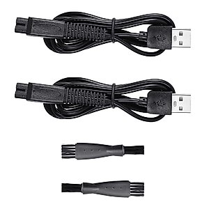 Charger Cord Replacement for Hatteker Shaver Electric, Micro Touch Solo Trimmer Razor, Pitbull Skull Shaver, Charging Cable with Brush (2-Pack)