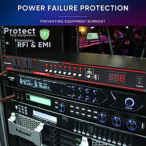 FULODE 10 Outlet Power conditioner -8 Independent Switch Rack power, Power conditioner rack mount Audio power conditioner Regulator w/Voltage Readout, With USB,Surge Protector (KD-1008)