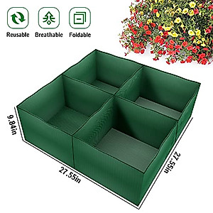 Pack 2 of Garden Raised Planting Bed with 4 Partition Grids,Durable PE Planter Bags for Vegetables,Suitable for Potato/Tomato/Flower/Garden Containers (2)