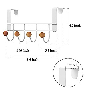 Zagxuade 2Pack Over The Door Hooks , White Door Hangers for Hanging Towels, Clothes, Robe, Hat, Tote Bag, Umbrella