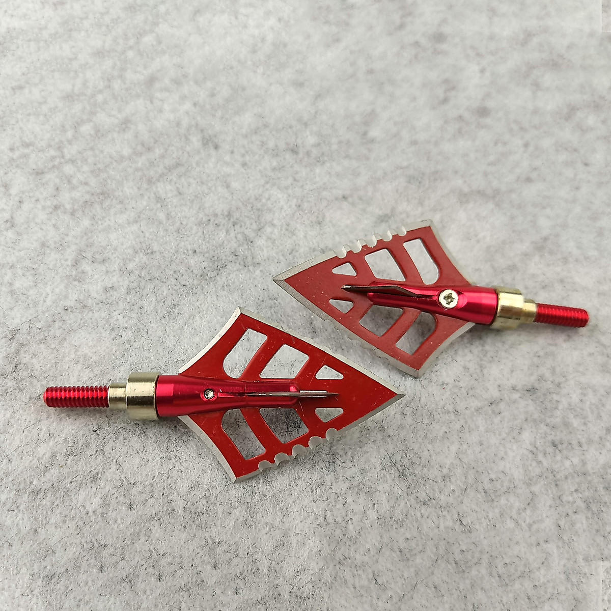 AMEYXGS Broadheads 125 Grain Archery Hunting Arrowheads for Compound Bow Crossbow Fixed Blade 4 Blade broadheads(RED 2)