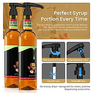 Black Coffee Syrup Pump (Fits Torani, DaVinci, Starbucks, Top Creamery, Allegro Syrups) Great for adding syrup to Coffee,Tea, Soda, and cocktails, - Fits 25.4 oz/750ml bottles - Pack of 4