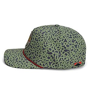Dead Drift Fly Fishing Patch 5-Panel Vintage Trucker Rope Cap, Fly Fishing Cap (Olive Fish Skin)