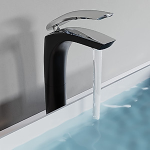 Dowell Modern Tall Vessel Sink Faucet - Single Handle, One Hole Bathroom Vanity Faucet,Chrome/Black 8001 018 10