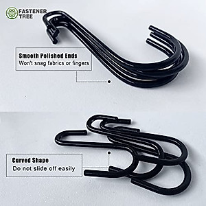 FASTENER TREE 20 Pack S Hooks, 3.5x3" S Hanging Hooks Heavy Duty Rack Hooks for Kitchen Pot&Pan, Garden Plants, Bedroom Clothes, Bathroom Towels Black