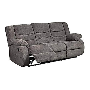 Signature Design by Ashley Tulen Modern Manual Pull Tab Reclining Sofa, Dark Gray