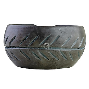 Hind Handicrafts Premium Solid Dark Handmade Crafted Wooden Portable Antique Yarn Storage Bowl - Holder for Knitting Crochet Hook Accessories (6" x 6" x 3", Slate Gray)