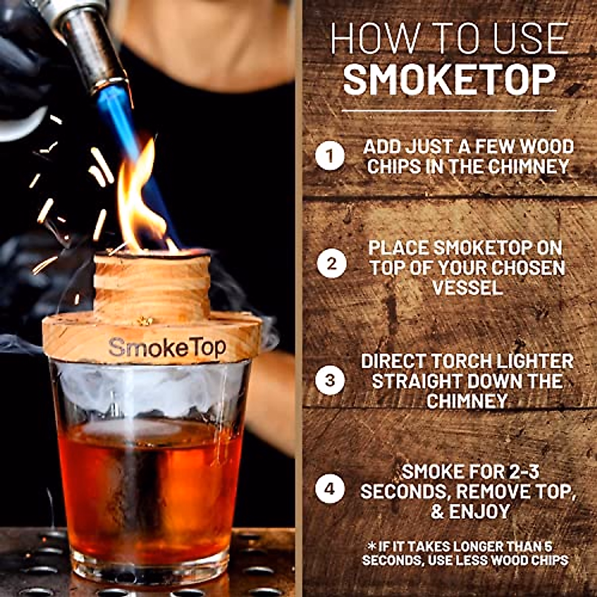 SmokeTop Cocktail Smoker Kit 5 Pack - Old Fashioned Chimney Drink Smoker for Cocktails, Whiskey, & Bourbon - by Middleton Mixology (Cherry)