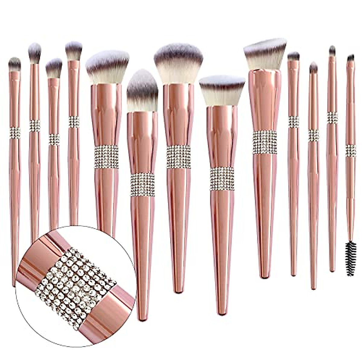 LORYP Makeup Brushes Set -13pcs Diamond Foundation Eye Shadows Eyeliner Brush Concealers Make Up Brush Set for Women