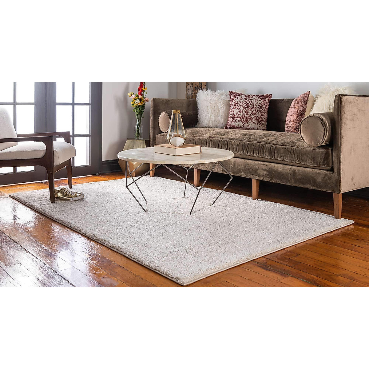 Unique Loom Solo Collection Area Rug - Calabasas (10' x 13' Rectangle, Ivory)