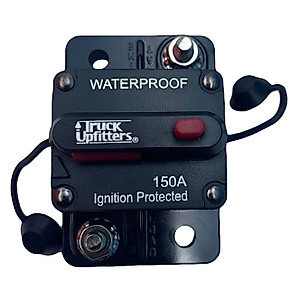 Truck Upfitters Surface Mounted 150A Circuit Breaker (12V-48V, 150 Amp) for DC Automotive and Marine/Boat use: Main Power Breaker, Audio, Winches, Solar, Lighting, Electric Motors & Other Accessories.