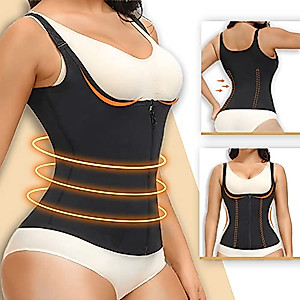 YADIFEN Waist Trainer Vest for Women,Zipper Corset Body Shaper for Tummy Control Neoprene Cincher Sweat SaunaTank Top
