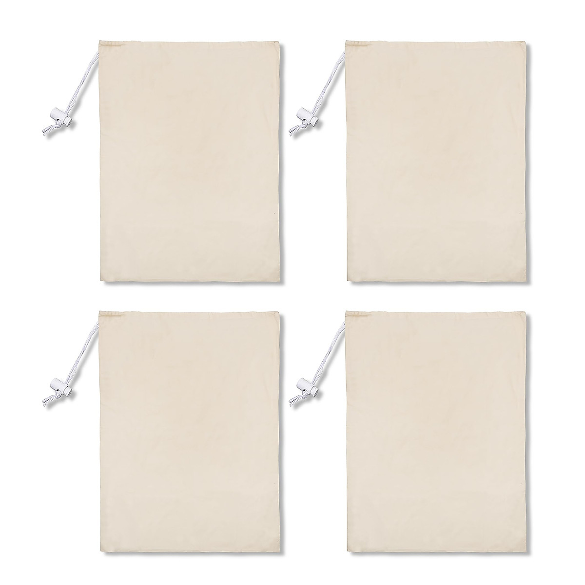 Lenenz 4 Pack Reusable Laundry Bags - 100% Cotton Multi Purpose Travel Laundry Bag - Durable & Machine Washable - Large Laundry Bag 28 x 36"