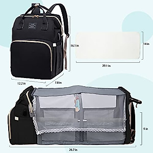 Fandiar Diaper Bag with Changing Station, Diaper Bags for Baby Girl Boy Multi-Function Travel Portable Bassinet Backpack Mommy Bag, Large Capacity, Water Resistant and Stylish