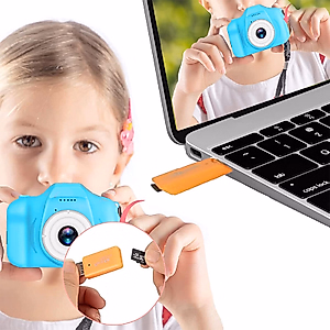 Kids Camera Toys Gifts for Boys Girls, Selfie Children Digital Video Shockproof Camcorder with Front Rear Dual-Lens, Best Christmas Birthday Gift for Kids, 32GB SD Card Included, Blue