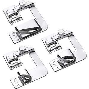 Windman 3 Sizes Wide Rolled Hem Pressure Foot Sewing Machine Presser Foot Hemmer Foot Set 1/2 Inch, 3/4 Inch, 1 Inch Low Shank Sewing Machine Presser Foot for Brother Singer