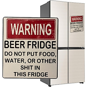 Funny Beer Fridge Stickers Warning Beer Fridge Magnet Hilarious Beer Fridge Warning Sign Beer Stickers Magnet DO NOT Put Food, Water, OR Other Shit in This Fridge for Home Bar Decorations (1PCS)