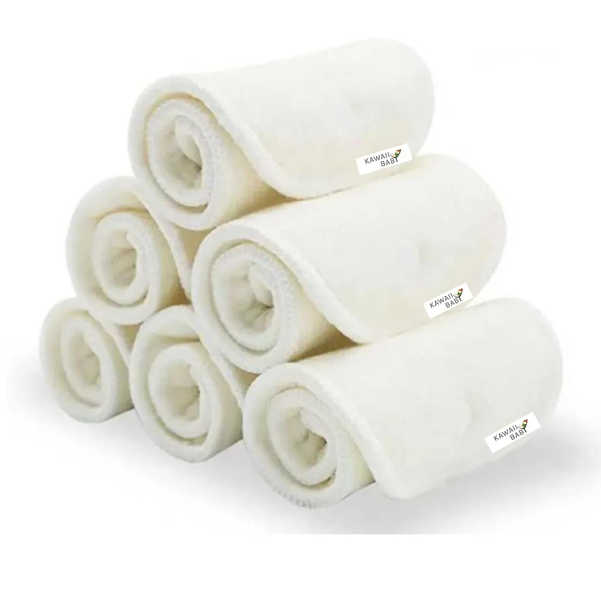 Kawaii Baby Premium Label Cloth Diaper Insert, 5-Layer, Washable, Reusable Booster, use with One Size Cloth Diaper - Pack of 10 Inserts
