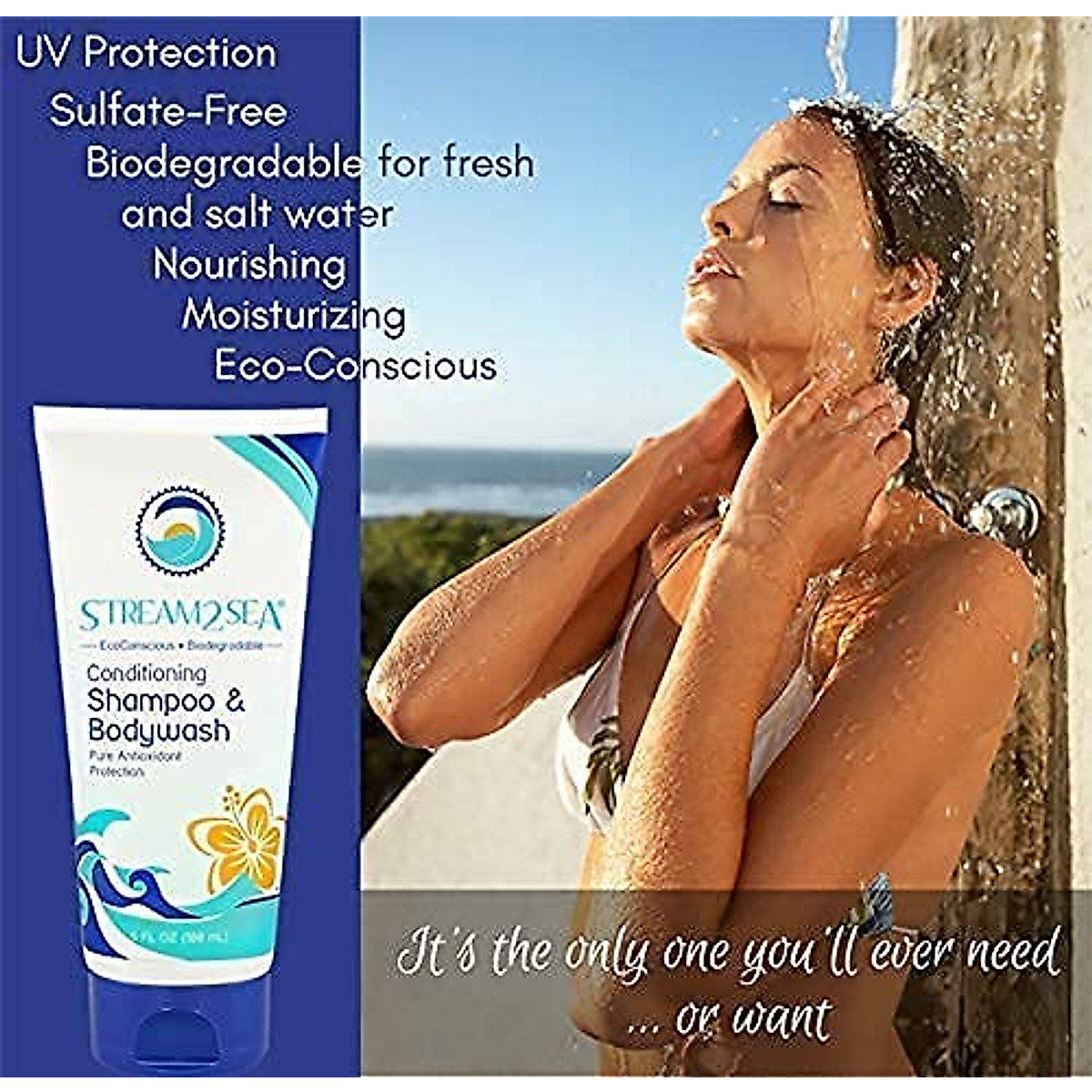 STREAM 2 SEA 3-in-1 Conditioning Shampoo and Body Wash and Leave-In Conditioner Bundle - UV Absorbent Moisturizing Protection for Skin and Body - Reef Safe, Paraben-Free and Biodegradable