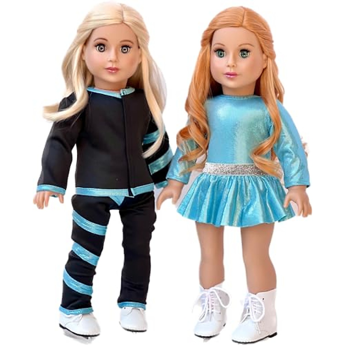- Super Skater - Clothes Fits 18 Inch Doll - 2 Complete Outfits - 5 Pieces - 18 Inch Doll Ice Skating Outfits - Leotard, Skirt, Pants, Jacket and 1 Pair of Skates (Doll Not Included)