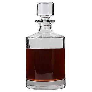 Lily's Home Glass Decanter for Whiskey, Bourbon, Brandy, Wine or Any Other Liquor or Beverage. With a Glass Stopper. Round, Stylish and Functional Piece (26 Ounces)