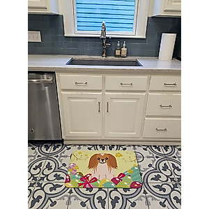 Caroline's Treasures BB6103RUG Easter Eggs Pekingese Red White Machine Washable Memory Foam Mat, Bathroom Rug, Non-Slip Bath Mat, Durable Thick Washable Rugs for Kitchen, Bathroom Quick Dry, Decorativ