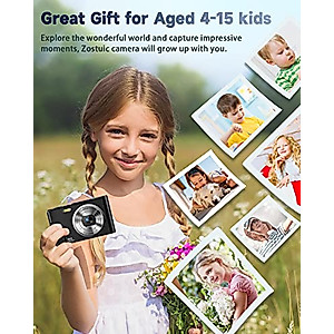Kids Camera, Zostuic 48MP Digital Camera Autofocus with 32 GB Card FHD 1080P Vlogging Camera 16X Zoom, Compact Portable Mini Toys Cameras Gift for 4-15 Year Old Kids Children Teen Student Girls Boys