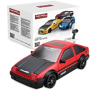 Liberty Imports RC Drift Car 1/24 2.4GHz 4WD Remote Control Sport Racing On-Road Vehicle with LED Light, Batteries and Drift Tires (Red)