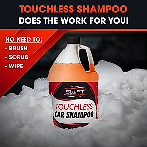 Swift Touchless Car Wash Shampoo (1 Gallon) - No Brushing Required, High Foaming Car Soap, Heavy Duty, Scratch and Streak-Free, Exterior Safe, Auto Detergent for Foam Gun, Foam Cannon, Works on Cars, SUVs, Trucks, RVs, Off-Road Vehicles, Motorcycles, Upho
