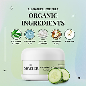 NOACIER Cucumber Eye Cream for Dark Circles and Puffiness - Anti Aging Under Eye Cream - Hyaluronic Acid Moisturizer for Deep Wrinkle Repair and Bags Under Eyes