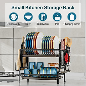 iSPECLE Sink Caddy and Dish Drying Rack 2 Tier Dish Rack and Kitchen Sponge Holder with Drain Tray, Bundles Sales, 2 Packs