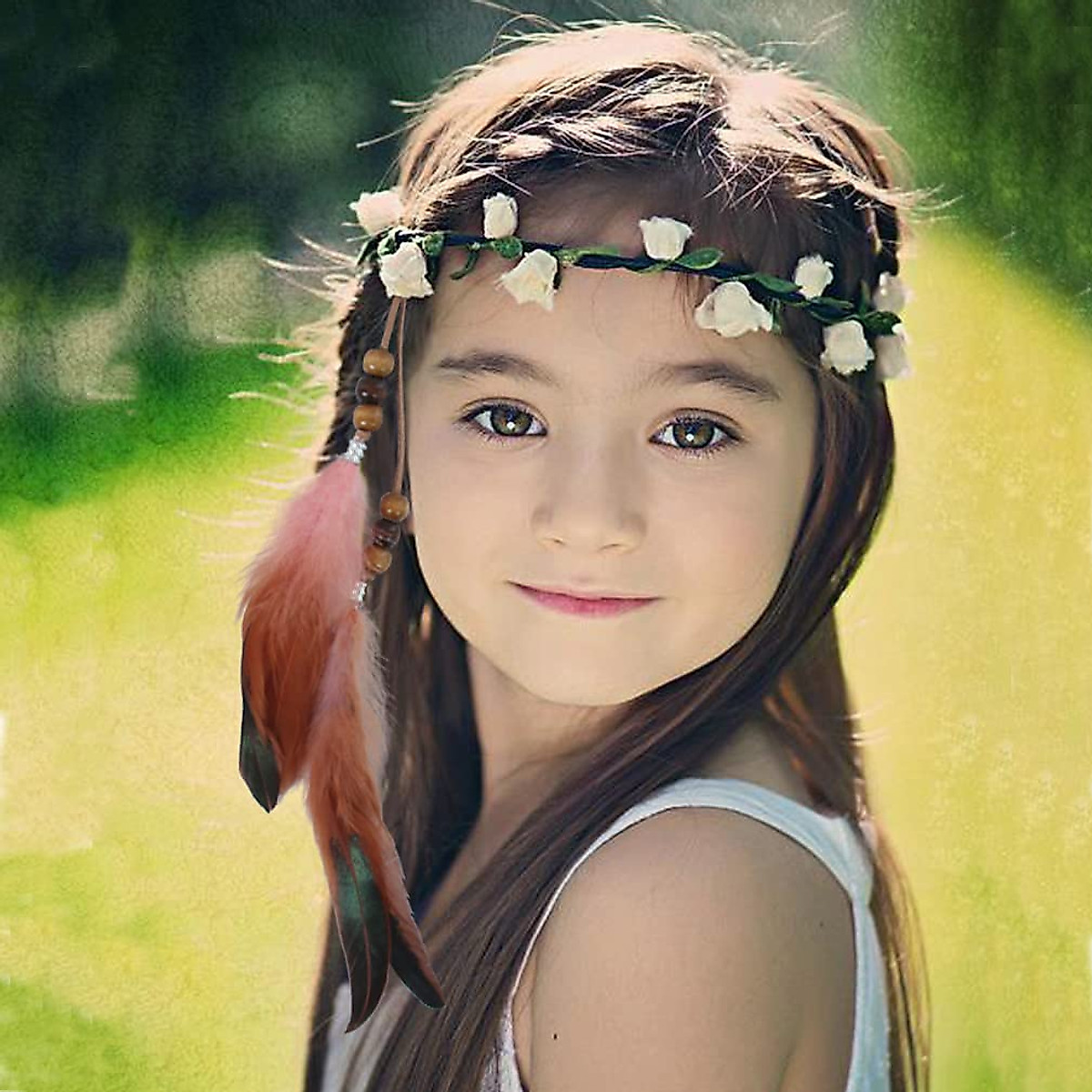 New Feather Hair Clip Extensions Handmade Feather Extension Tribal Feather Braided Beads Headdress 6 PCS