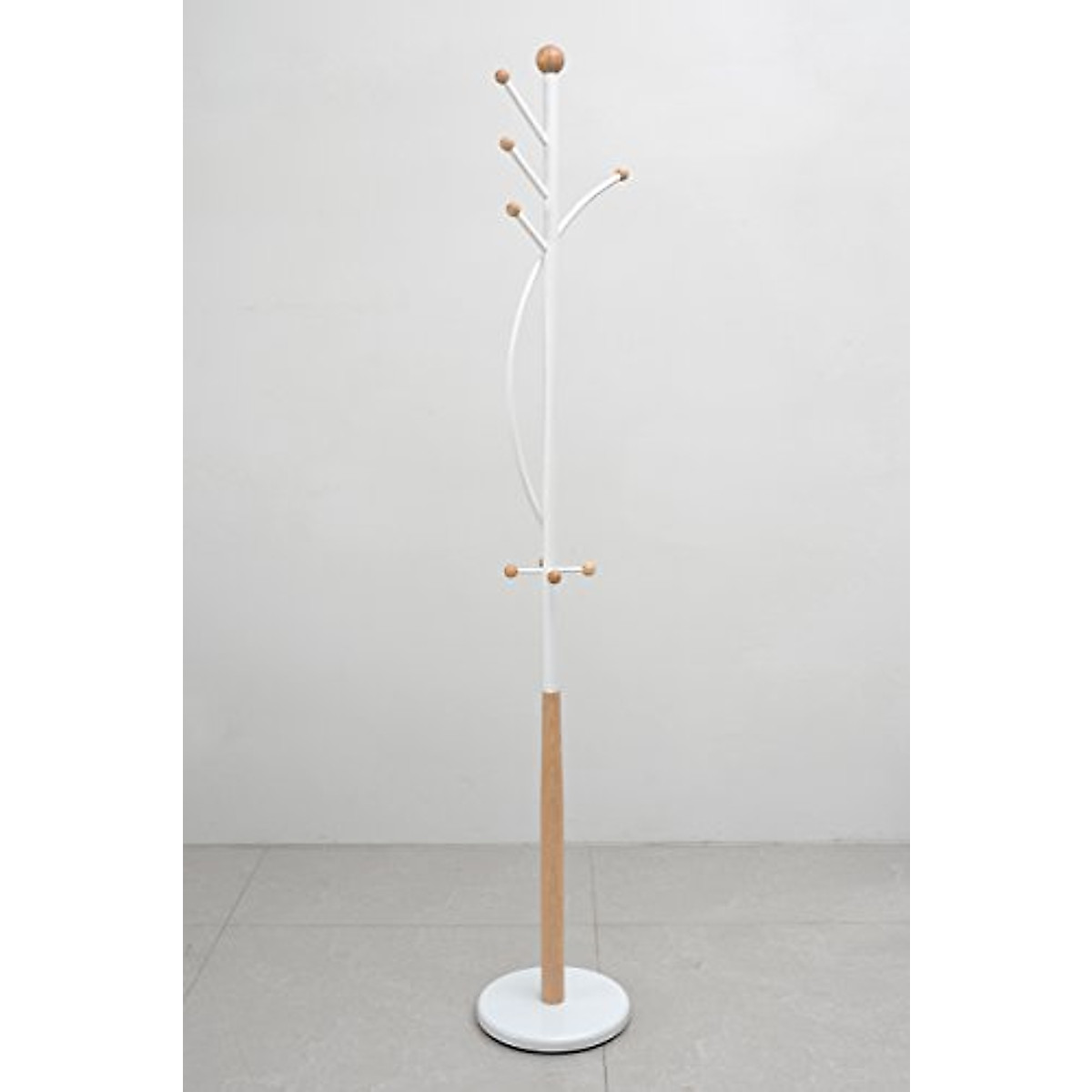 AMERIHOMESTORE White Modern Standing Coat & Hat Rack