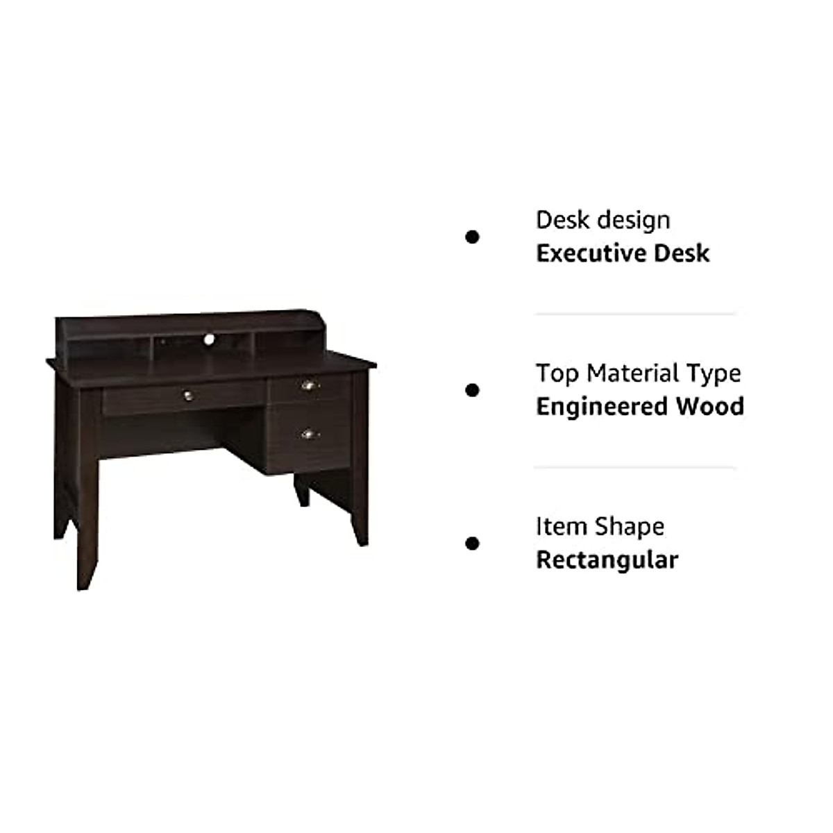 OneSpace Eleanor Executive Desk Wood Grain, Espresso