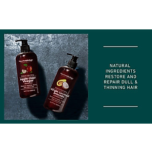 New York Biology Apple Cider Vinegar Shampoo and Coconut Avocado Oil Conditioner Set - Helps Restore Shine, Hair Gloss and Hydration for Dry Hair & Itchy Scalp - Clarifying & Nourishing - 16.9 Fl Oz