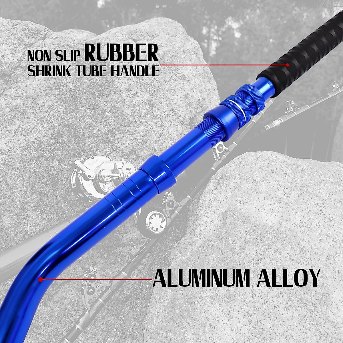 Fiblink Bent Butt Fishing Rod 2 Piece Swivel Tip Saltwater Trolling Rod Big Game Roller Rod Conventional Boat Fishing Pole with Roller Guides (6' 80-120lbs)