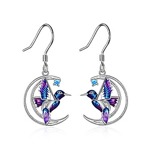 YFN Hummingbird Earrings Bird Dangle Earrings Sterling Silver Jewelry Hummingbird Gifts for Women