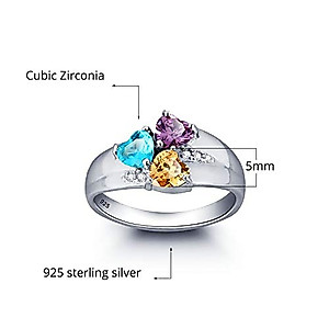 GLAMCARAT Sterling Silver Personalized Birthstone ring customized engraving fine jewelry for women mothers ring (sterling-silver, 6)
