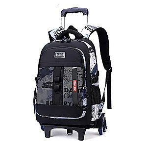 ETAISHOW Rolling Backpack for Boys Kids School Bag with Wheels for Elementary Middle School Trolley Luggage Bookbag