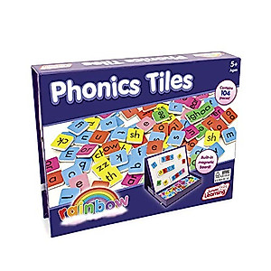 Junior Learning Rainbow Phonics Tiles with Built-in Magnetic Board Multi
