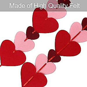 8 Packs Valentines Day Felt Heart Hanging String Garlands - NO DIY - Valentines Decorations - Valentine's Day Party Decorations Supplies - Valentines Burgundy Pink Red Heart Garland Decorations