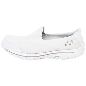 Skechers Performance Women's Go Walk 2 Slip-On Walking Shoe, White, 8.5 M US