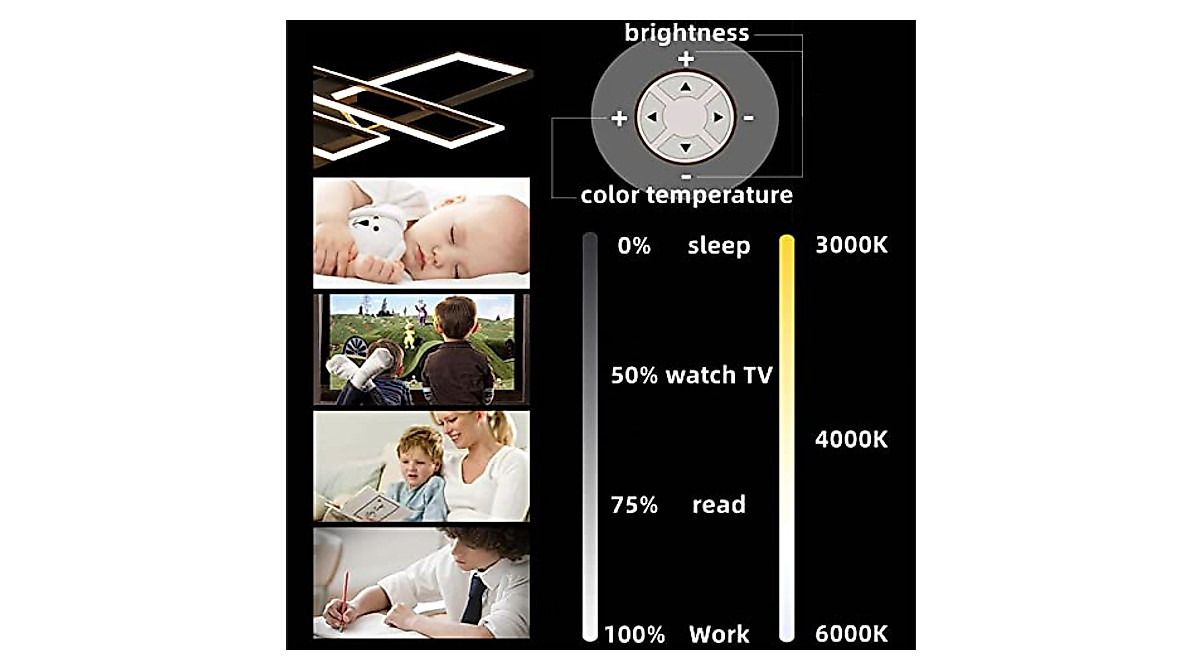 SMG Modern LED Ceiling Lights Fixture, Remote Control Dimmable Modern ...