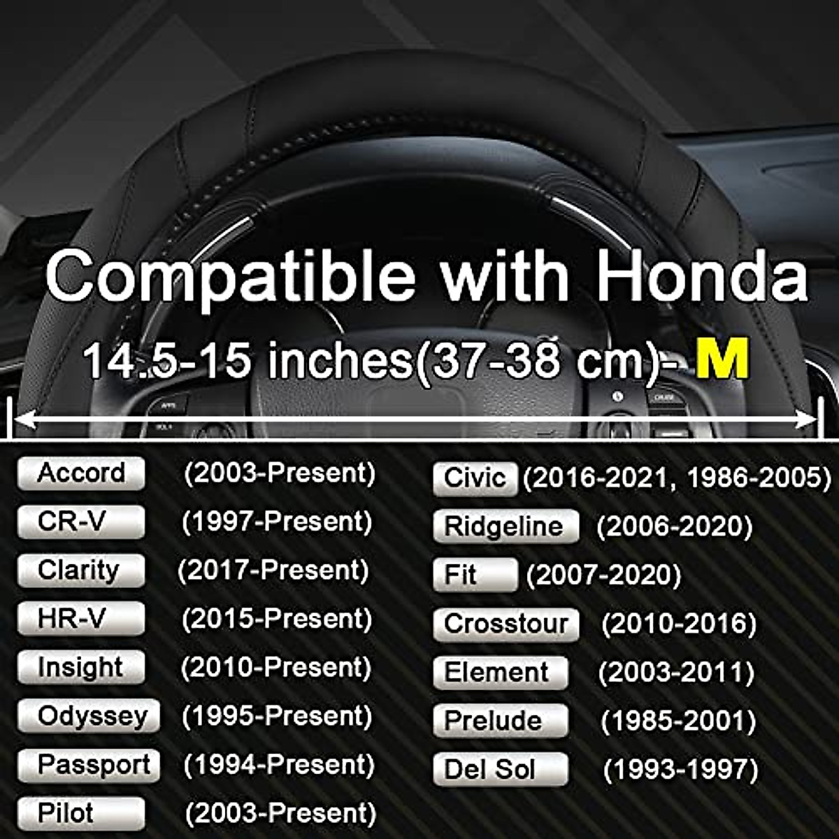 West Llama Customized Auto Car Steering Wheel Cover for Honda (Black-Standard Size)