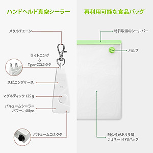 SealVax® 4 Pack of reusable vacuum seal bags for food. 2 Large and 2 Small sous vide bags, All in Blue - Includes Handheld Vacuum Sealer and BPA-Free, Food Storage Bag for Meal Prep.