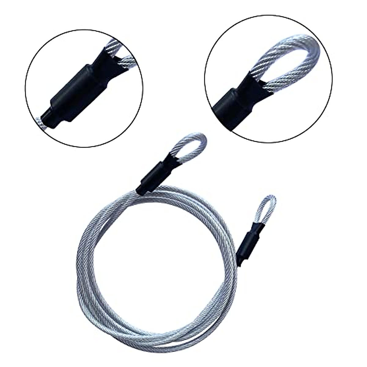 GOMRQING 4FT 5mm Security Cable Lock,Braided Steel Vinyl Coated Safety Cable Luggage Lock,Flexible Steel Cable Security Wire Rope Double Loop