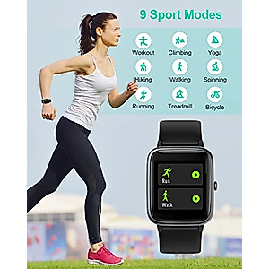 GRV Smart Watch for iOS and Android Phones, Watches for Men Women IP68 Waterproof Smartwatch Fitness Tracker Watch with Heart Rate/Sleep Monitor Steps Calories Counter (Black)
